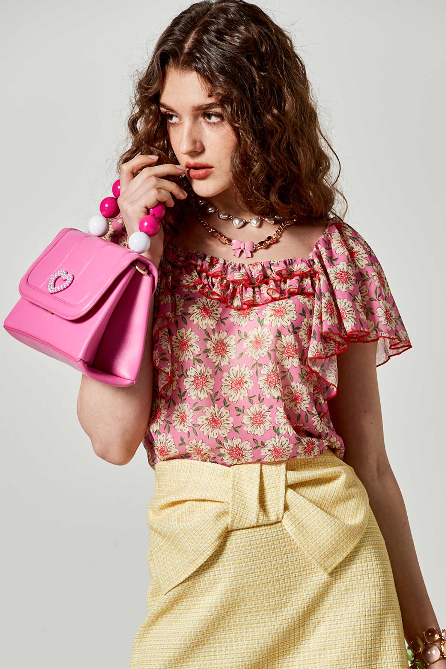 Floral Print Flare Sleeve Chiffon Top | iROO Online Shop | Dress Up ...