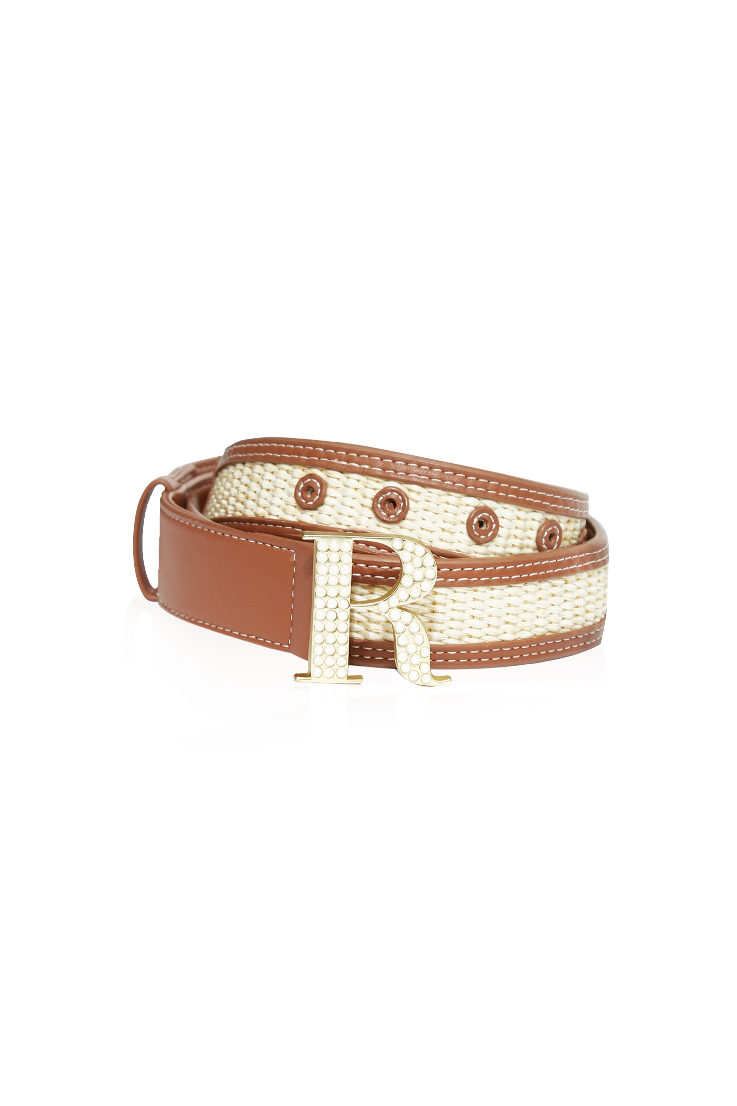 R Logo Woven Rattan Belt | iROO Online Shop | Dress Up Your Daily Look